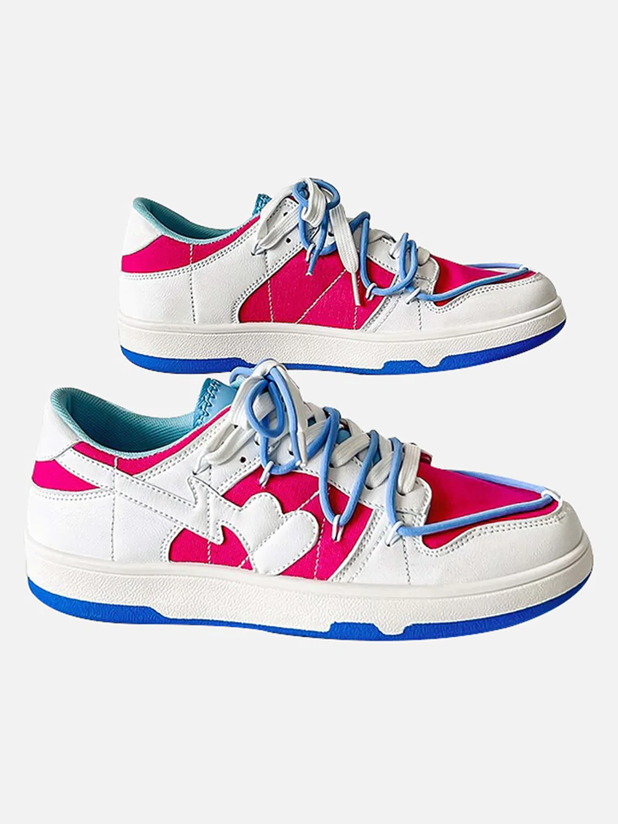 Low Top Leather Basketball Shoe in Electric Blue, and Pink – Drip ...